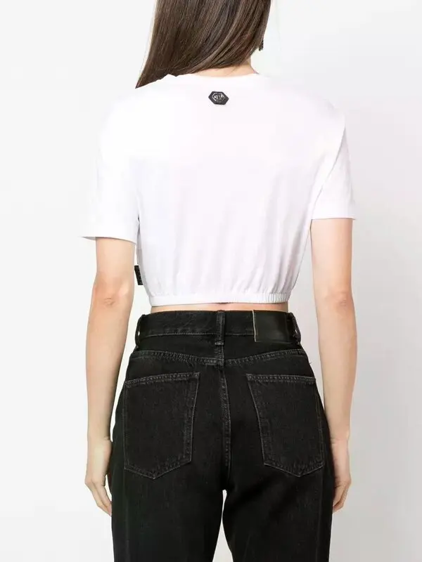 Philipp Plein Embroidered Logo Cropped T-shirt