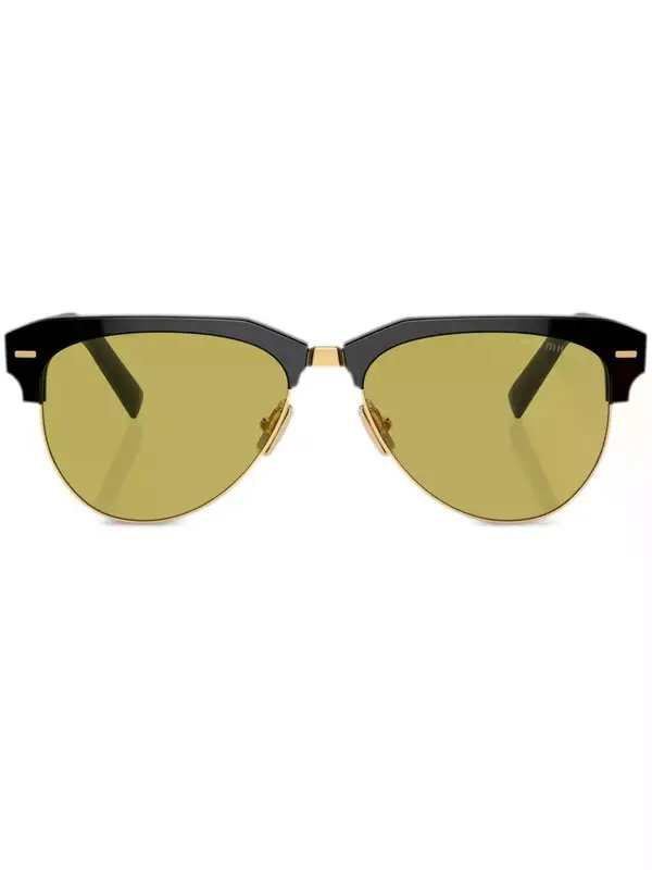 Miu Miu Logo-lettering Navigator-frame Sunglasses - Black
