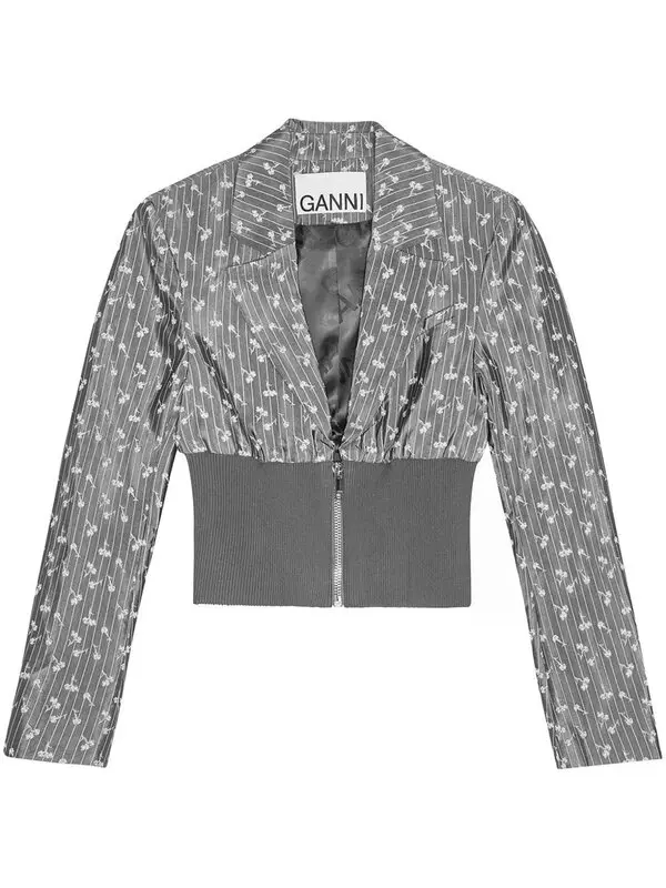 GANNI Jacquard Cropped Blazer