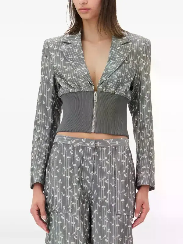 GANNI Jacquard Cropped Blazer