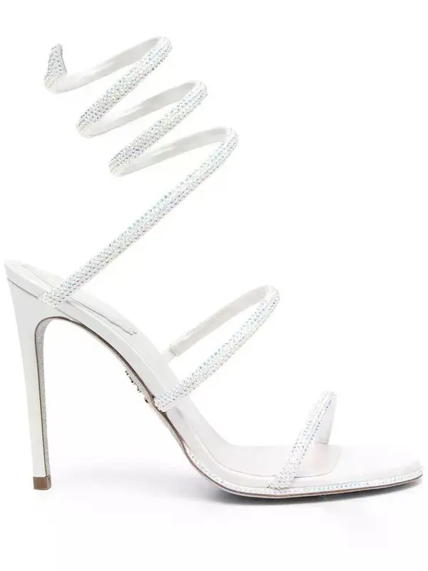 Rene Caovilla Crystal-embellished Leather Sandals - Neutrals
