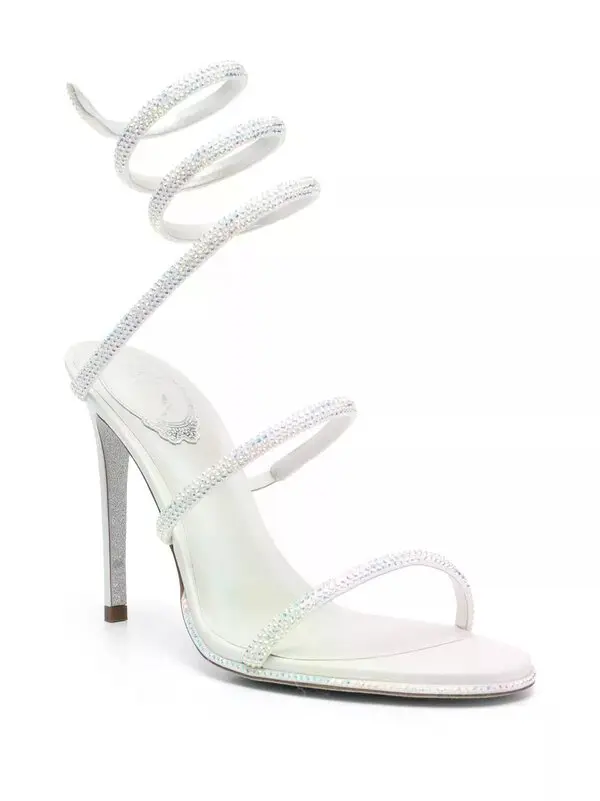 Rene Caovilla Crystal-embellished Leather Sandals - Neutrals