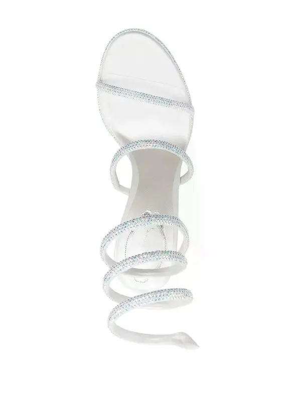 Rene Caovilla Crystal-embellished Leather Sandals - Neutrals