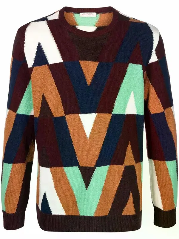 Valentino Garavani Logo-intarsia Jumper - Neutrals