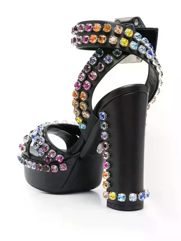 Philipp Plein 135mm Crystal-embellished Platform Sandals - Black