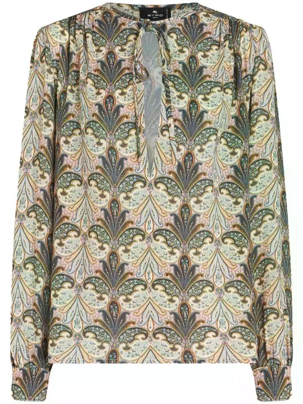 Etro Paisley-print Front-tie Blouse