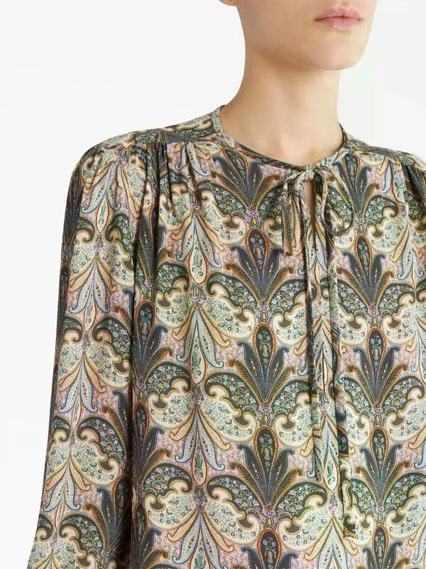 Etro Paisley-print Front-tie Blouse