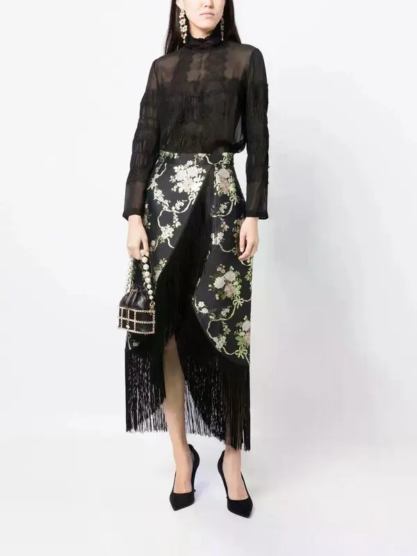 Shiatzy Chen Ruffled Mulberry Silk Blouse