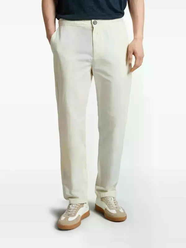 Woolrich Linen Trousers With Drawstring Waist - White