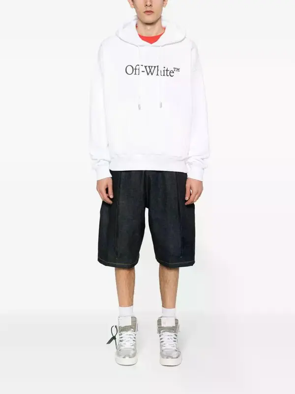 Off-White Cotton Jersey Hoodie - White