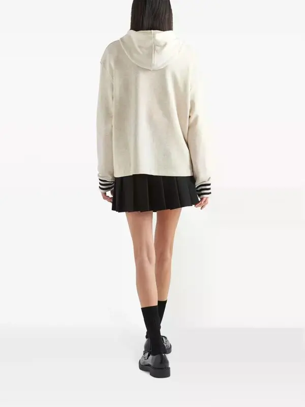 Prada Logo-embroidered Cotton Fleece Hoodie