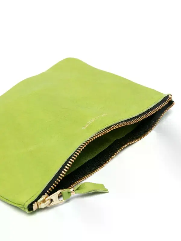 Comme Des Garçons Washed Zip-up Leather Pouch - Green