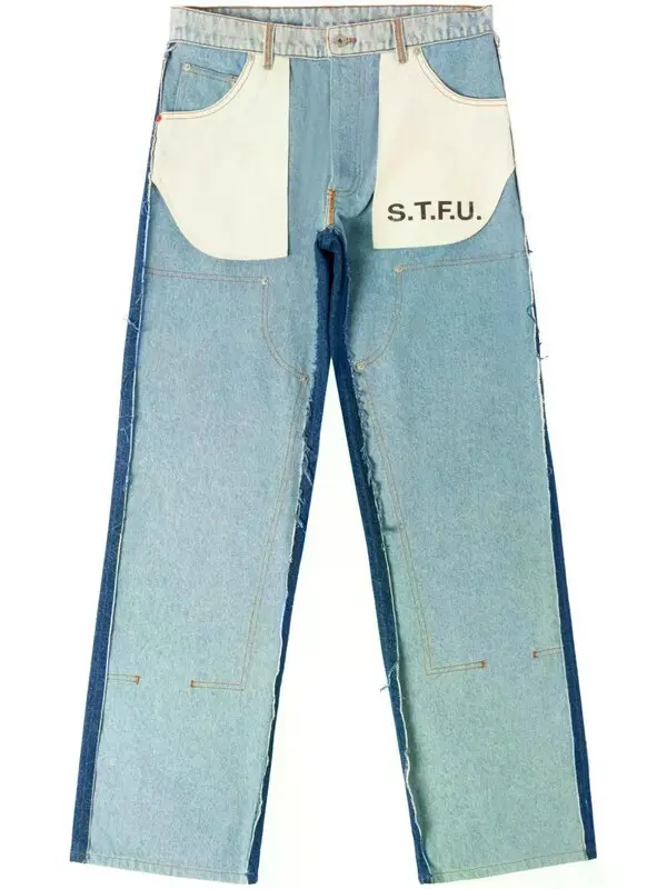 Heron Preston Two-tone Jeans With Logo Patch - Blue