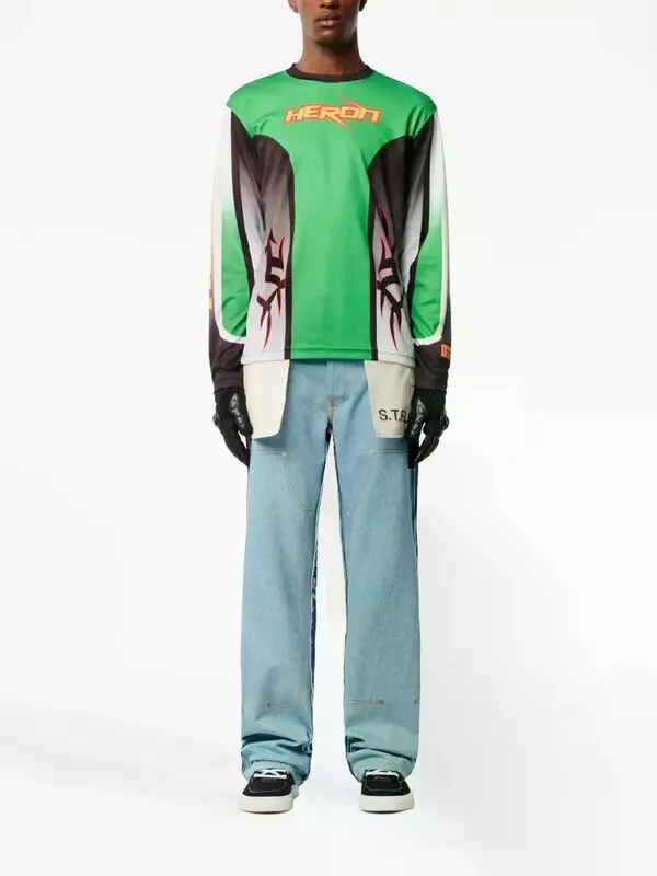 Heron Preston Logo Patch Two-tone Design Jeans