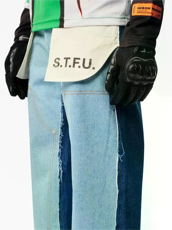 Heron Preston Logo Patch Two-tone Design Jeans