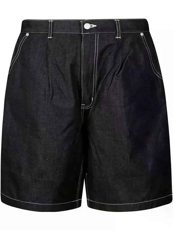Comme Des Garçons Denim Bermuda Shorts With Contrast Stitching