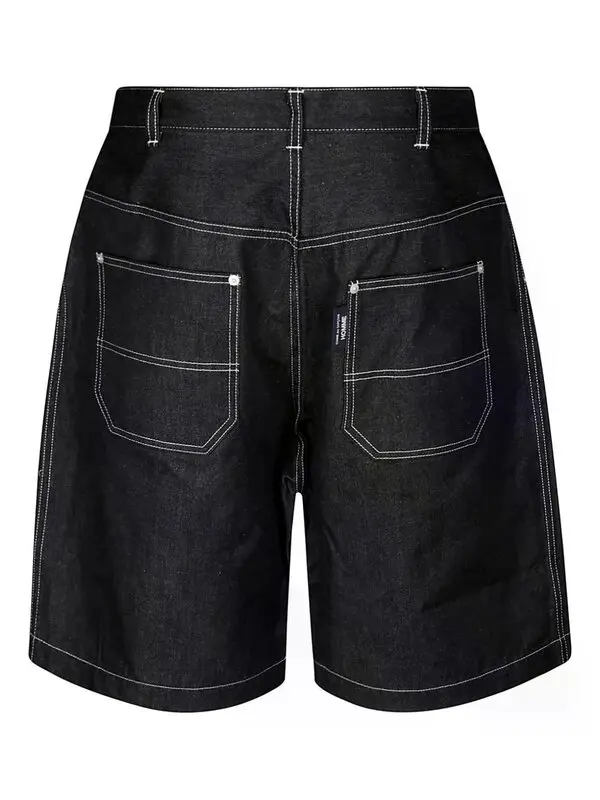 Comme Des Garçons Denim Bermuda Shorts With Contrast Stitching
