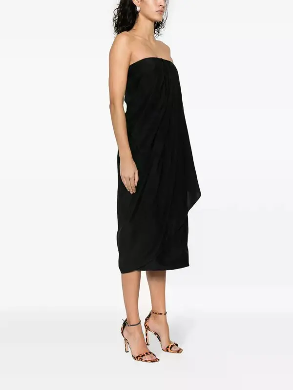 Gauge81 Onna Strapless Silk Midi Dress - Black