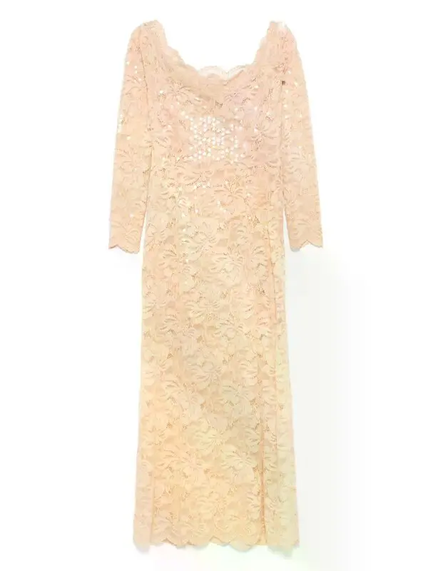 Rabanne Sequinned Lace Maxi Dress - Neutrals