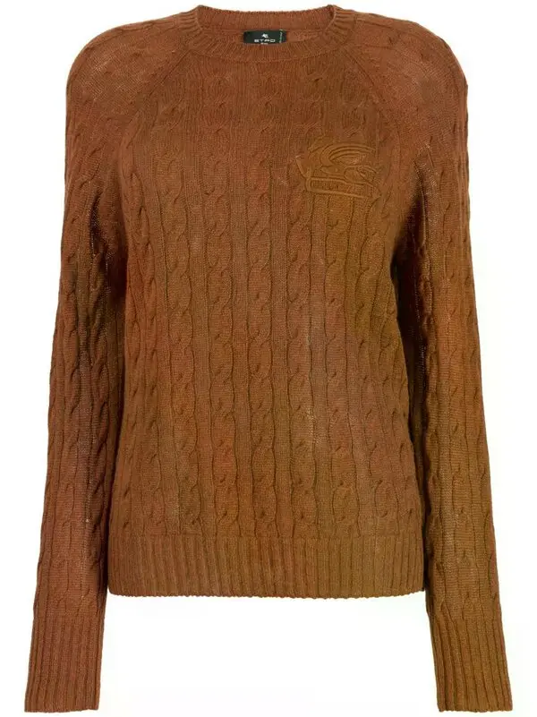 Etro Logo-embroidered Cable-knit Jumper