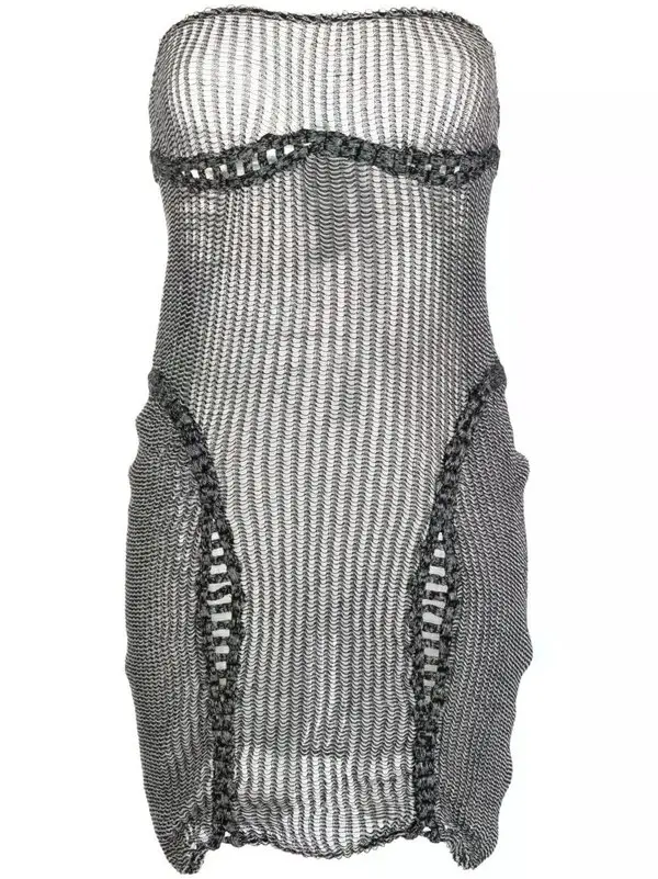 ISA BOULDER Crochet Knit Dress - Black