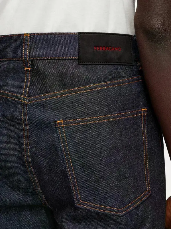 FERRAGAMO Logo-appliqué Straight-leg Jeans