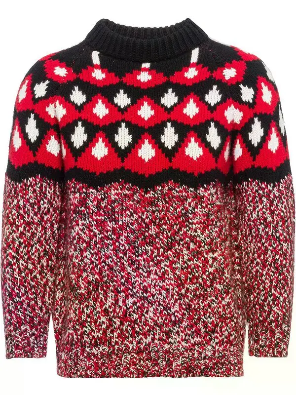 Prada Patterned Jacquard Knit Jumper - Red