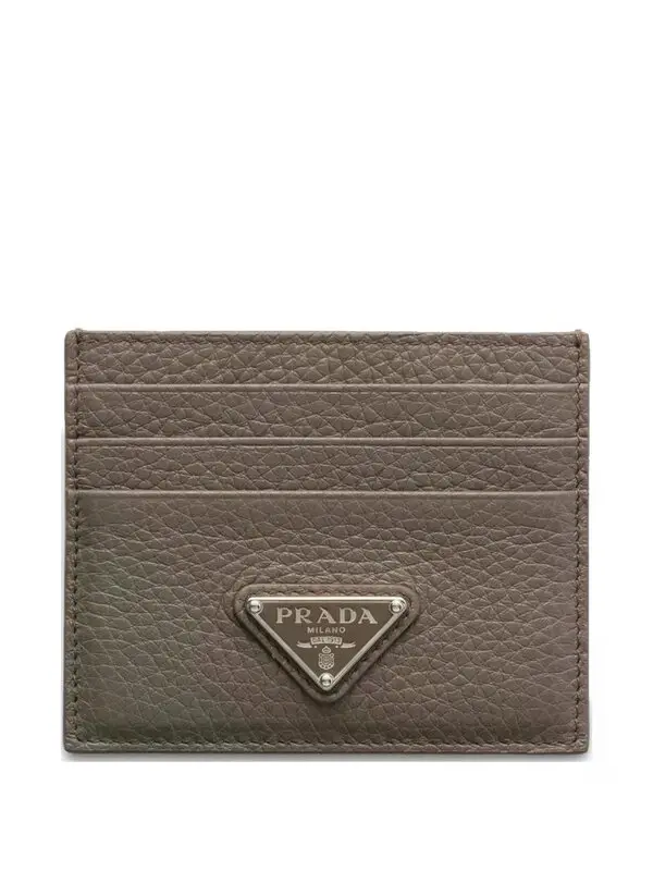 Prada Leather Card Holder - Grey
