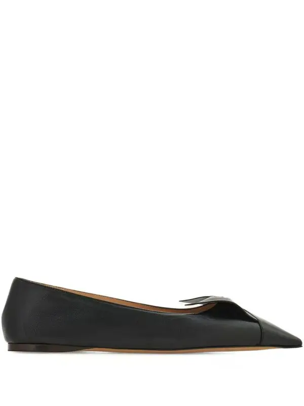 FERRAGAMO Bow Leather Ballerina Shoes - Black
