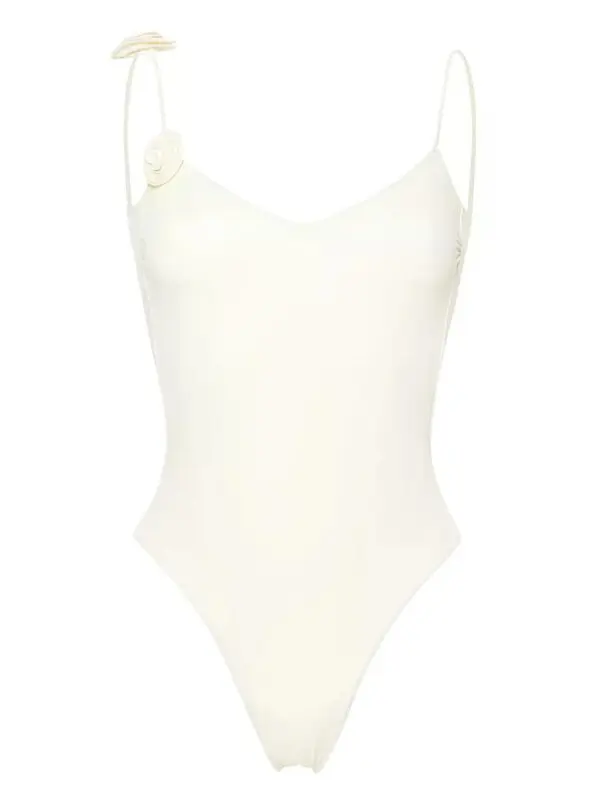 LA REVECHE Ashar Floral-appliqué One-piece Swimsuit - Neutrals