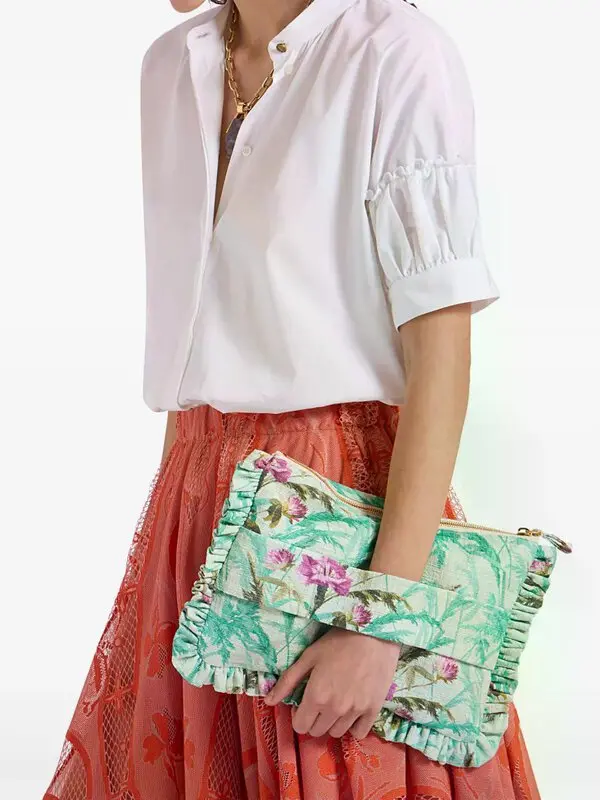 La DoubleJ Floral-print Clutch Bag - Green