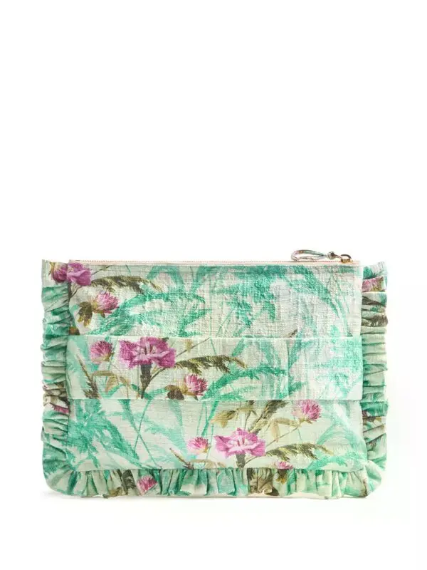 La DoubleJ Floral-print Clutch Bag - Green