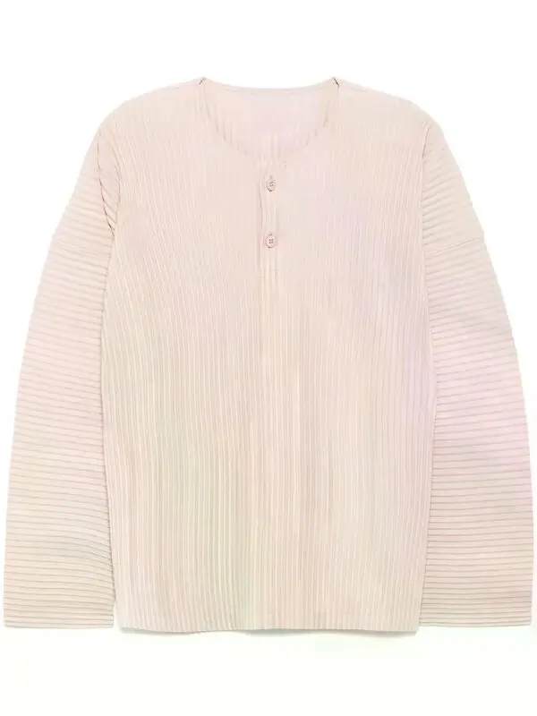 Issey Miyake Pleated Long Sleeves T-shirt - Pink