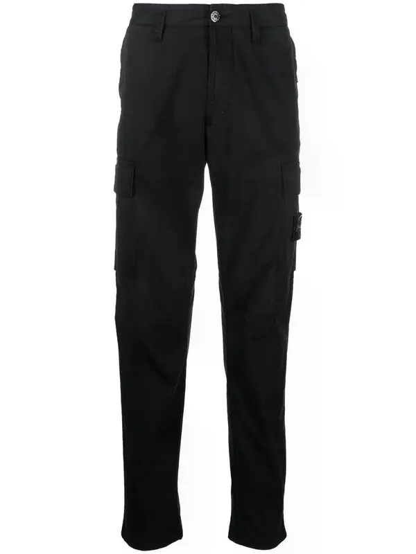 Stone Island Logo-patch Cargo Trousers - Black