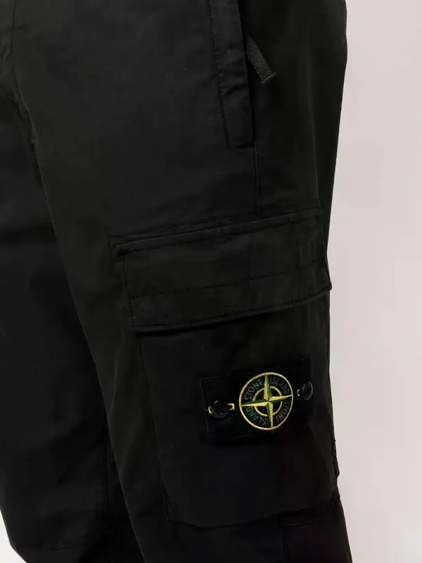 Stone Island Logo-patch Cargo Trousers - Black