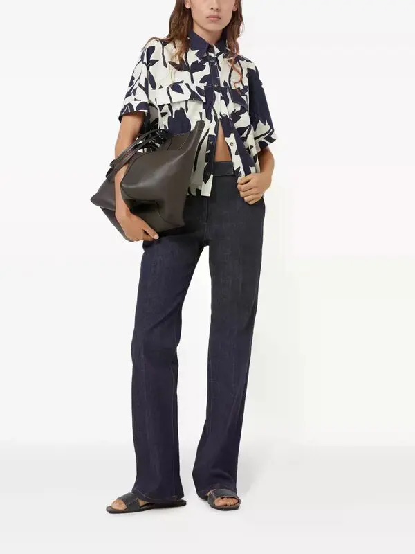 Brunello Cucinelli Leaf-print Cotton Shirt