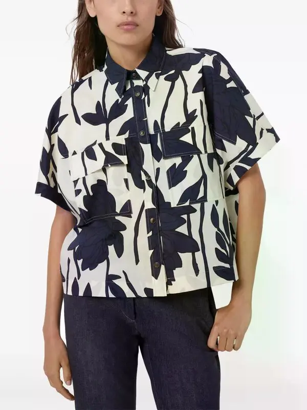 Brunello Cucinelli Leaf-print Cotton Shirt