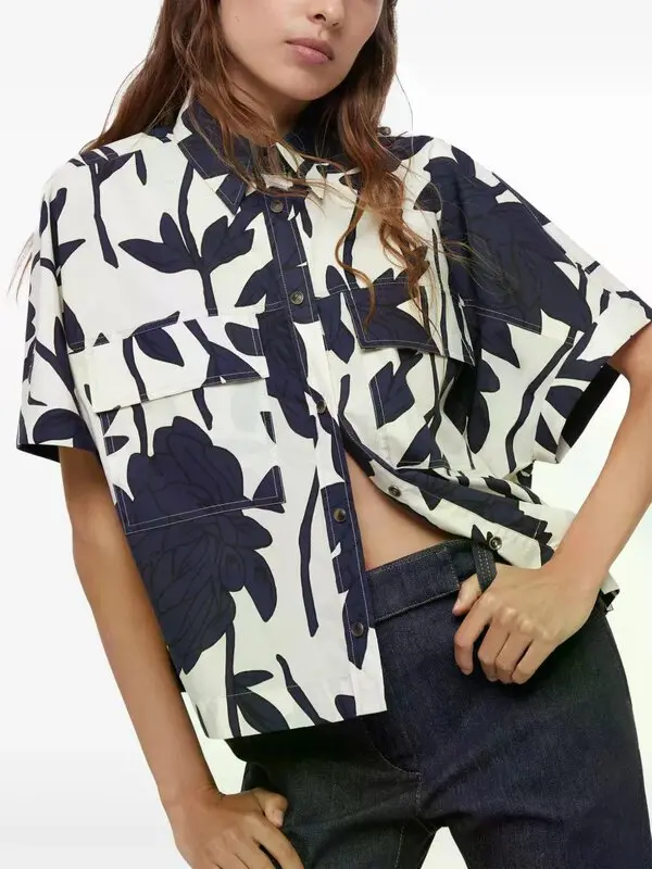 Brunello Cucinelli Leaf-print Cotton Shirt