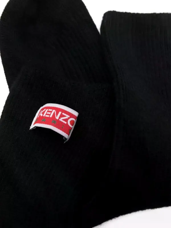 Kenzo Logo-patch Ribbed-knit Socks