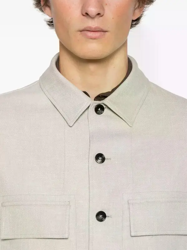 Zegna Cut-away-collar Shirt - Neutrals