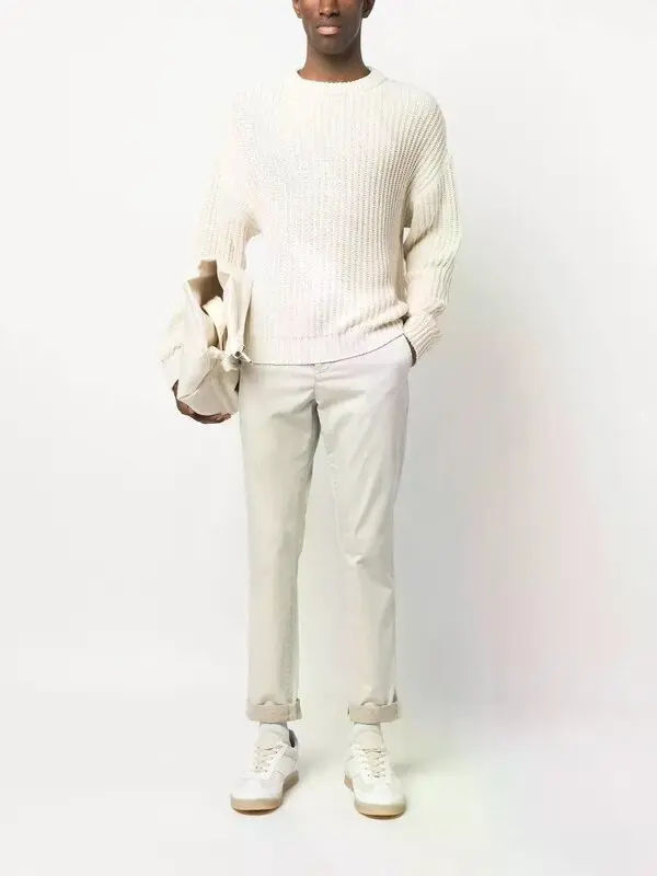 DONDUP Cropped Cotton Chino Trousers - Neutrals