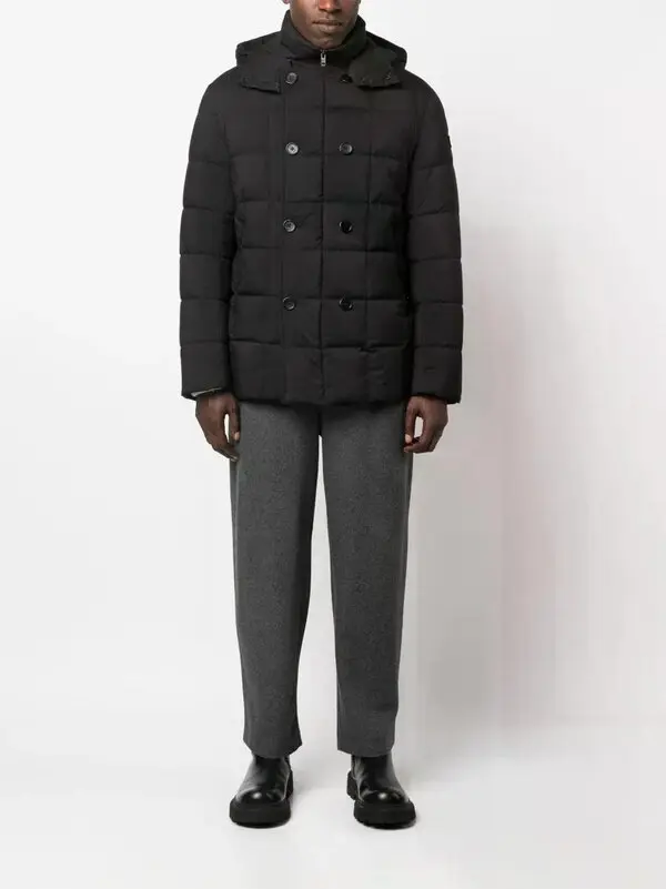 FAY Detachable-hood Zipped Padded Jacket - Black