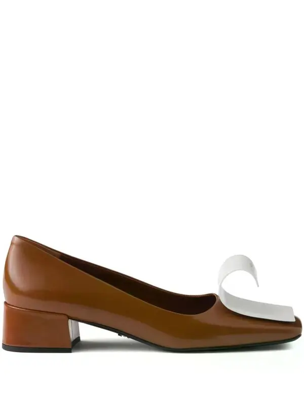 Prada 35mm Two-tone Brushed-leather Pumps