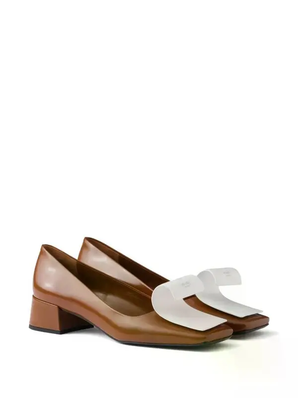 Prada 35mm Two-tone Brushed-leather Pumps