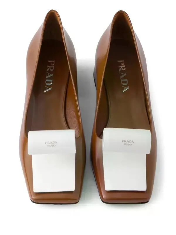 Prada 35mm Two-tone Brushed-leather Pumps