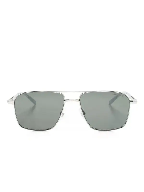 Montblanc Logo-plaque Square-frame Sunglasses - Silver