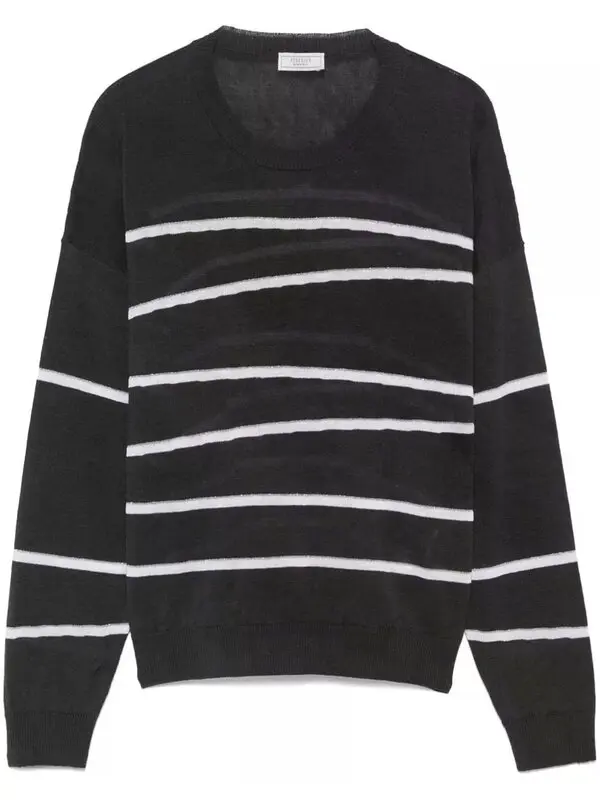 Peserico Striped Crew Neck Sweater - Grey