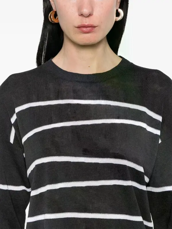 Peserico Striped Crew Neck Sweater - Grey