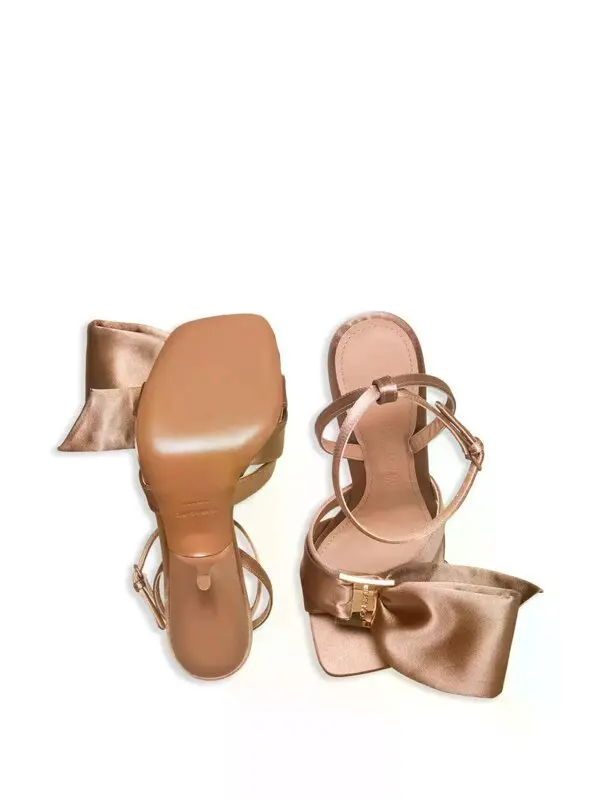 FERRAGAMO 105mm Asymmetric-bow Satin Sandals - Neutrals