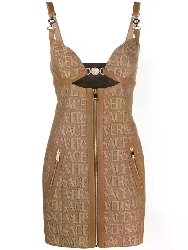 Versace Allover Cut-out Jacquard Minidress